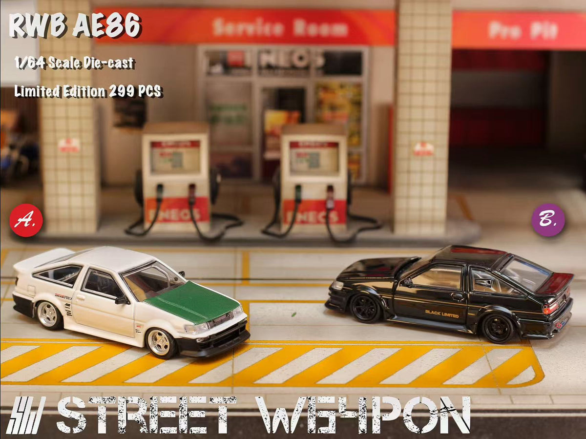 Toyota RWB AE86 (Weiß/Grün) - Street Warrior - 1:64 – Modelcars Passion