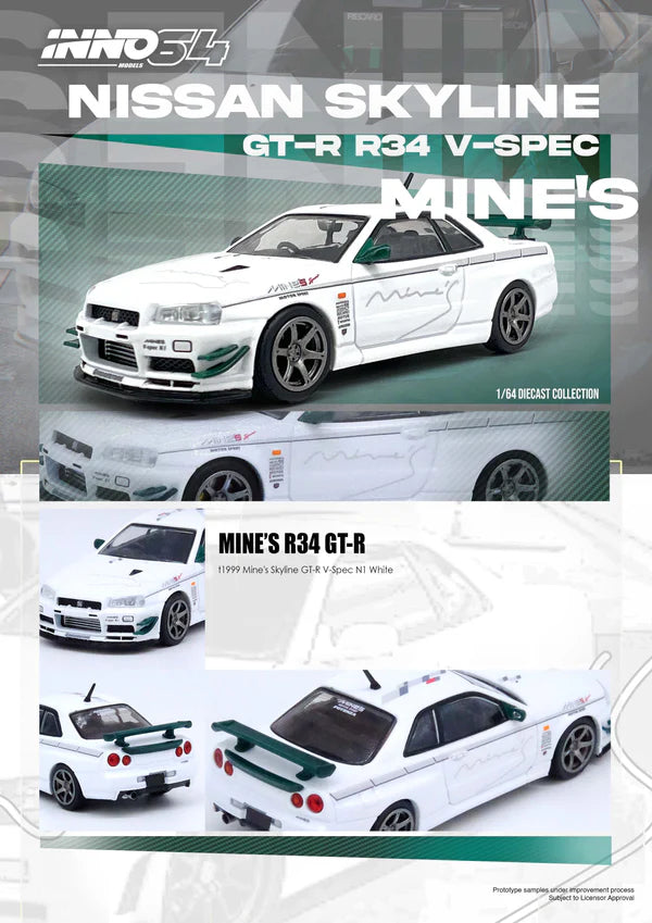 Nissan Skyline GT-R (R34) V-Spec N1 tuned by Mine's - INNO64 - 1:64 ...